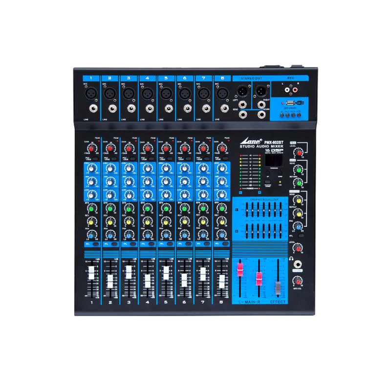 Lane PMX-802BT 8-Channel Mixer W/Bluetooth & USB